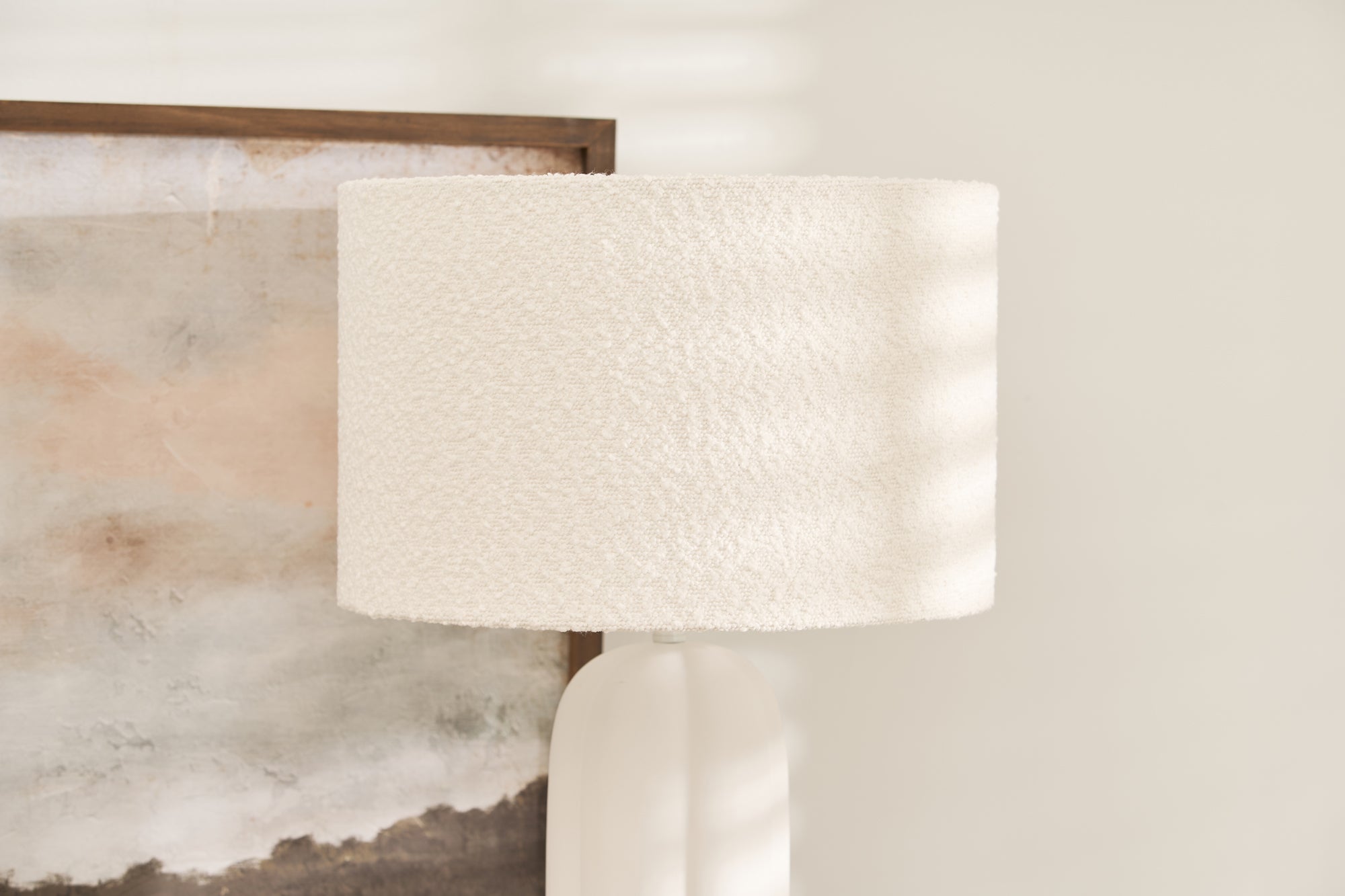 Charles Ted White Table Lamp with Boucle Shade – CharlesTed Home