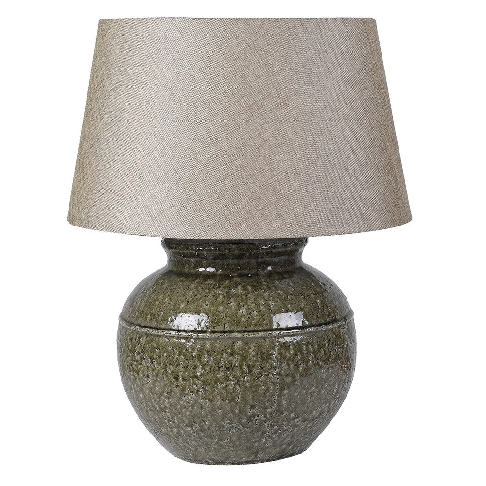 Everest Ceramic Table Lamp | Textured Green Base with Fabric Shade ...