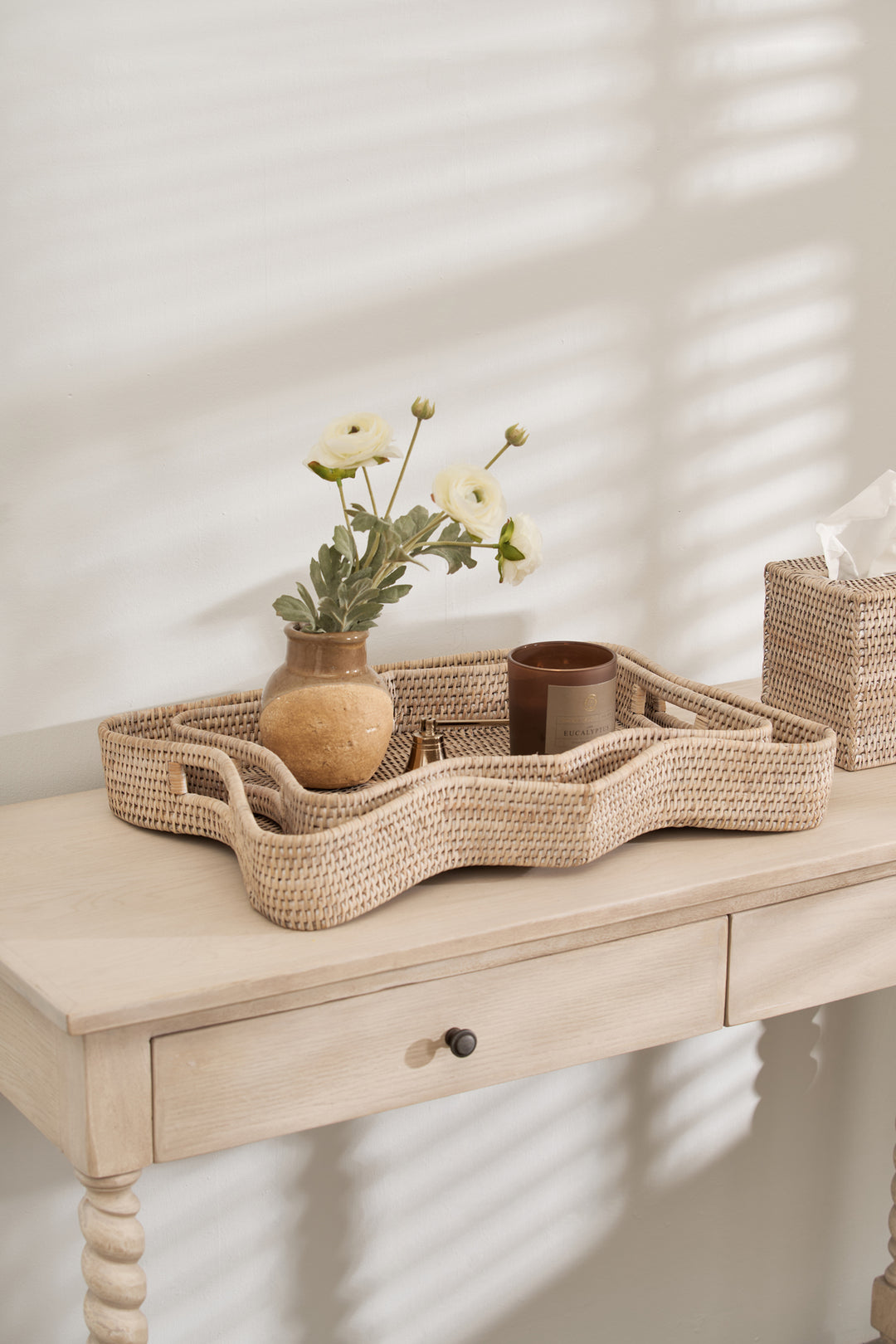 Charles Ted Longbourn Turned Leg Console Table in Natural Acacia Wood ...