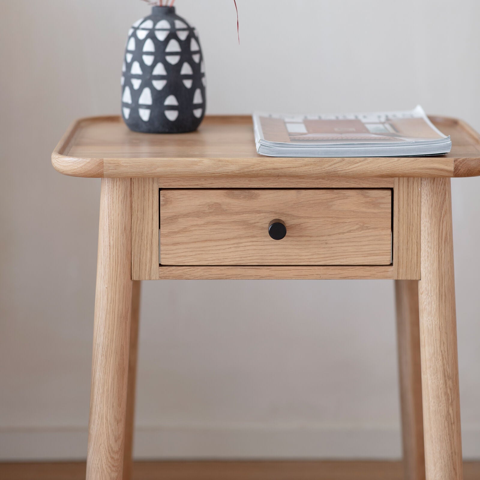 Charles Ted Solid European Oak Side Table with Drawer – Scandinavian M ...