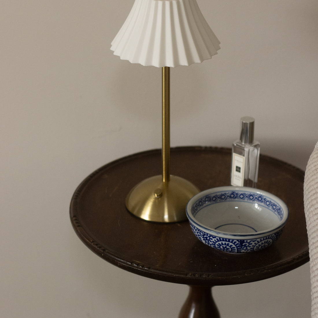Wilton Cordless Brass Table Lamp — Fluted Shade, Rechargeable ...