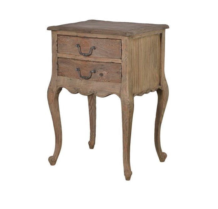 Charles Ted Rupert Rustic Reclaimed Pine Bedside Table with 2 Drawers ...